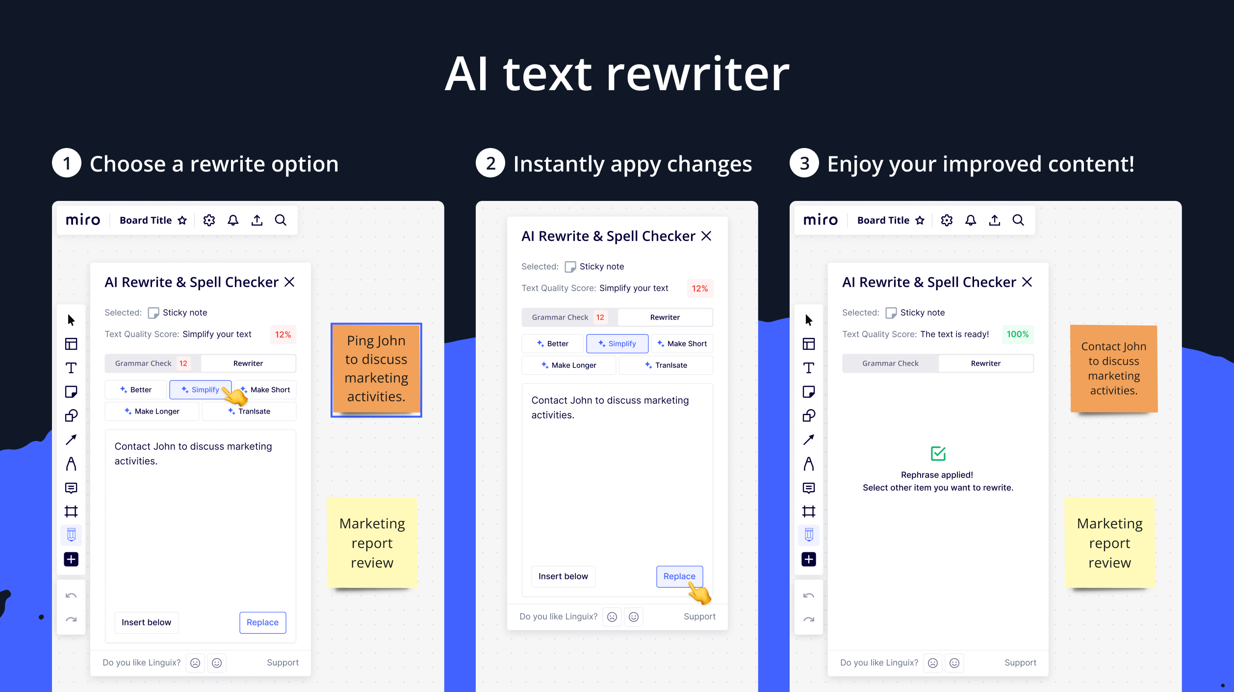 AI Rewrite Spell Checker Miro Team Collaboration Apps Marketplace